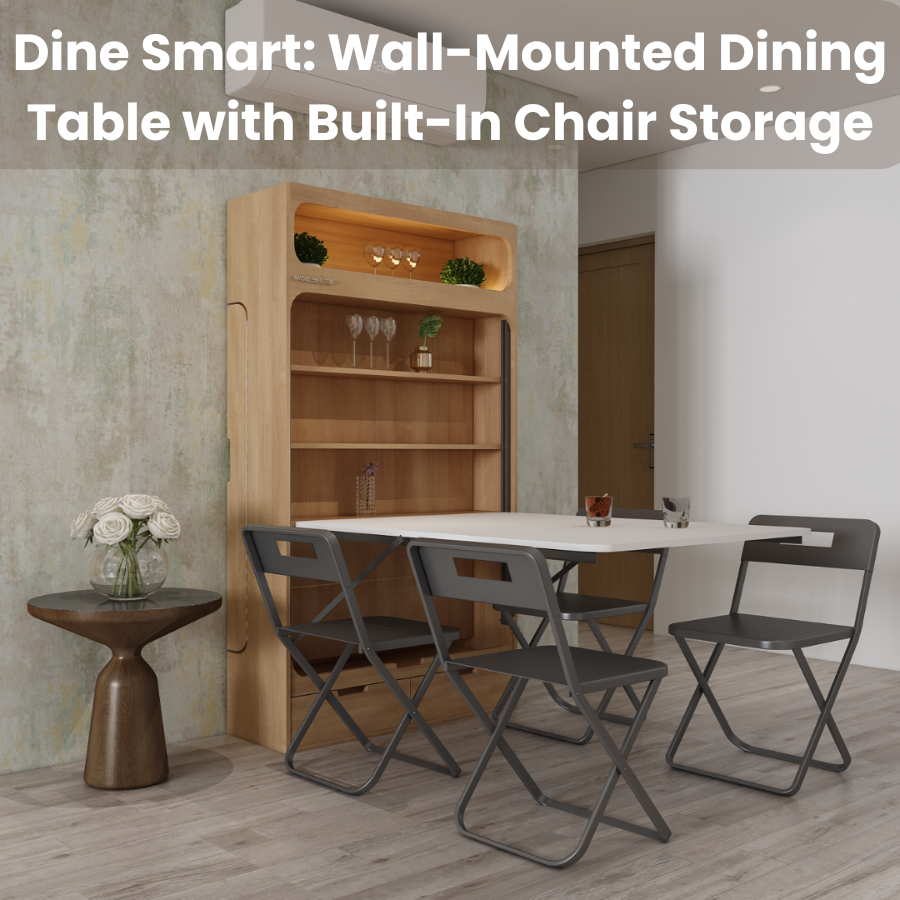 Dine Smart: Wall-Mounted Dining Table with Built-In Chair Storage ...