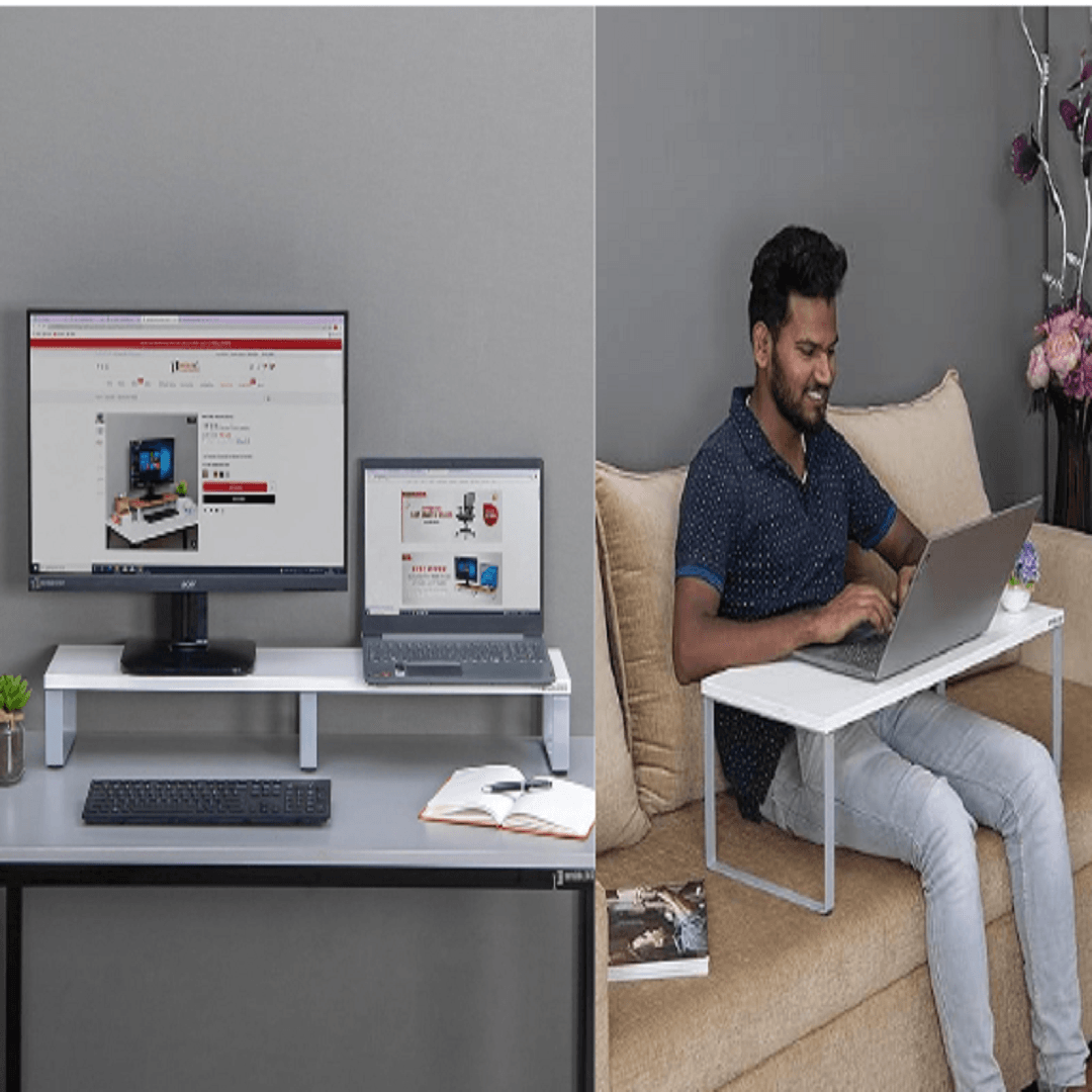 Dual Monitor Riser Stand with Aries Lapdesk – InvisibleBed.com