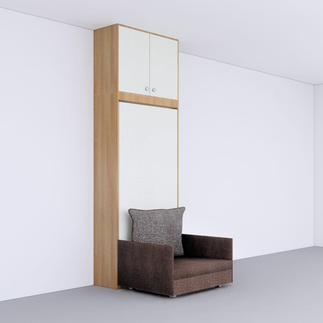 Single Vertical Wall Bed with Sofa & Loft – InvisibleBed.com